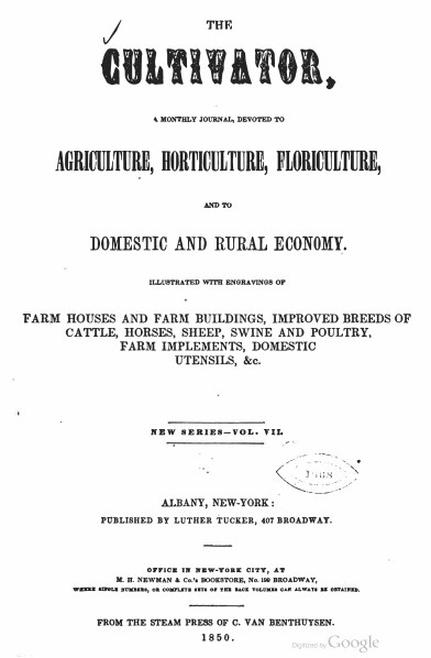image-the-pictorial-cultivator-magazine-farming-1850-title-page | Clark ...