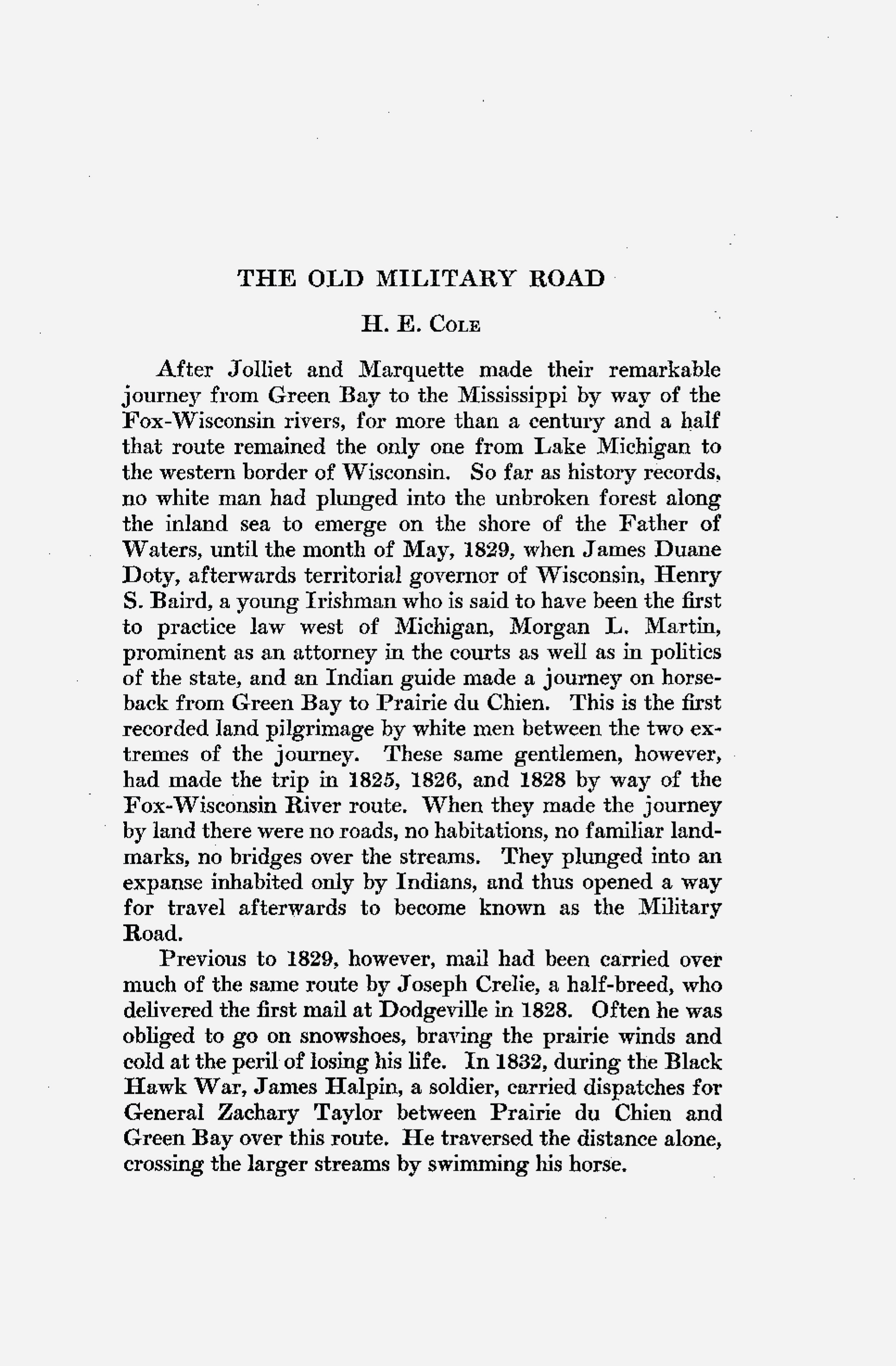 Sources: The Old Military Road | Clark House Historian